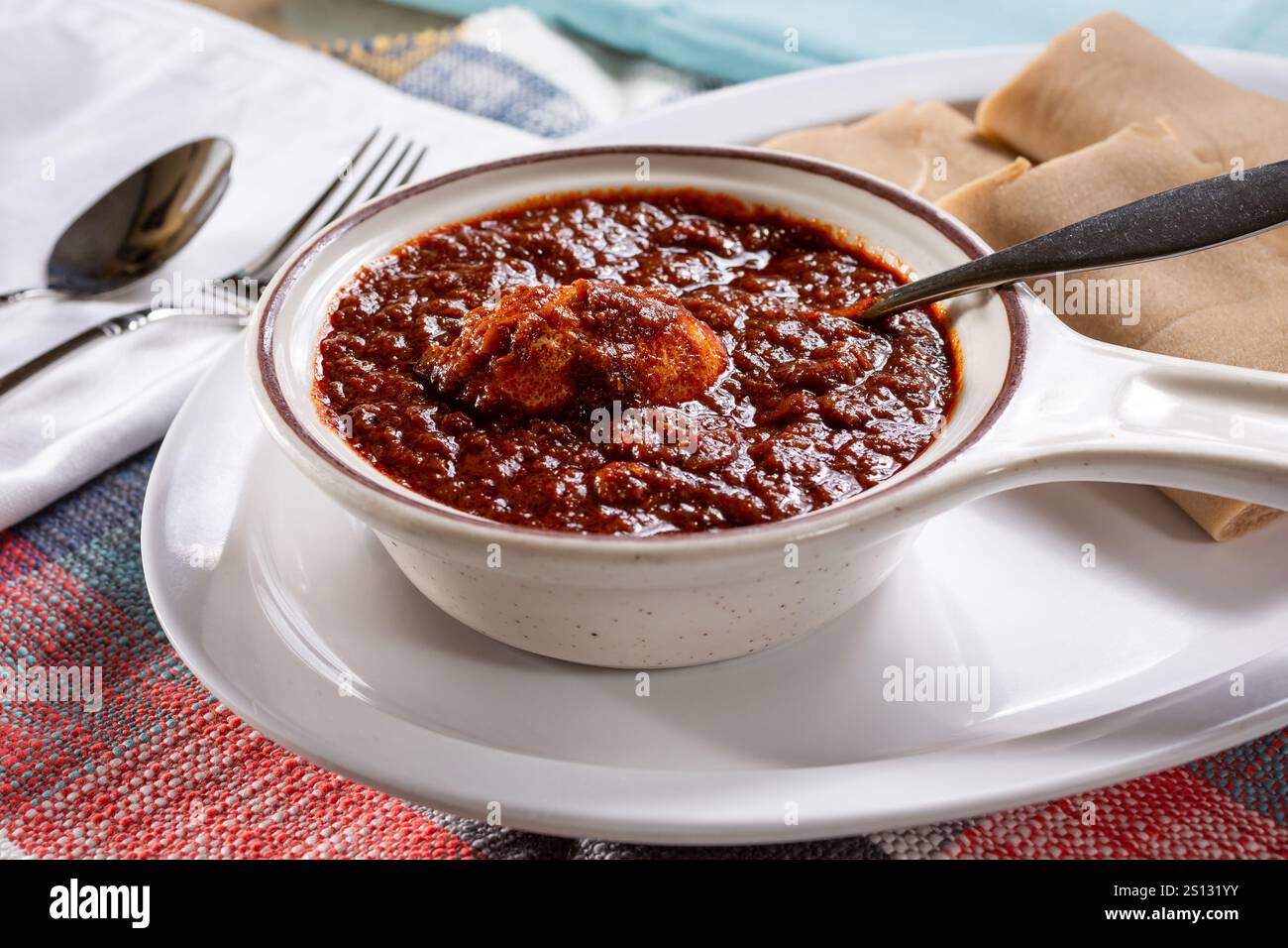 A view of a bowl of Ethiopian minchet abish Stock Photo - Alamy