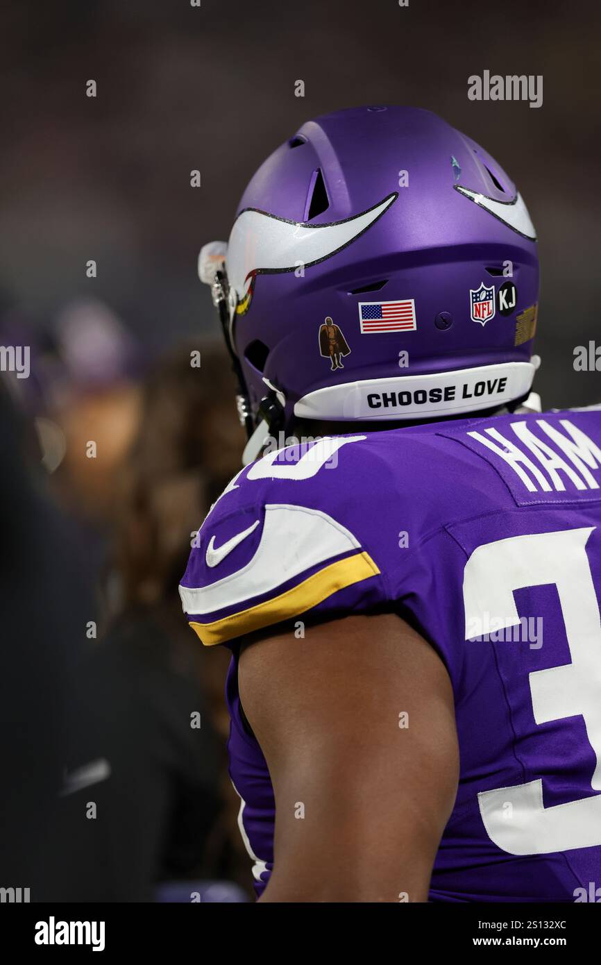 Minnesota Vikings fullback C.J. Ham wears a Walter Payton Man of the ...