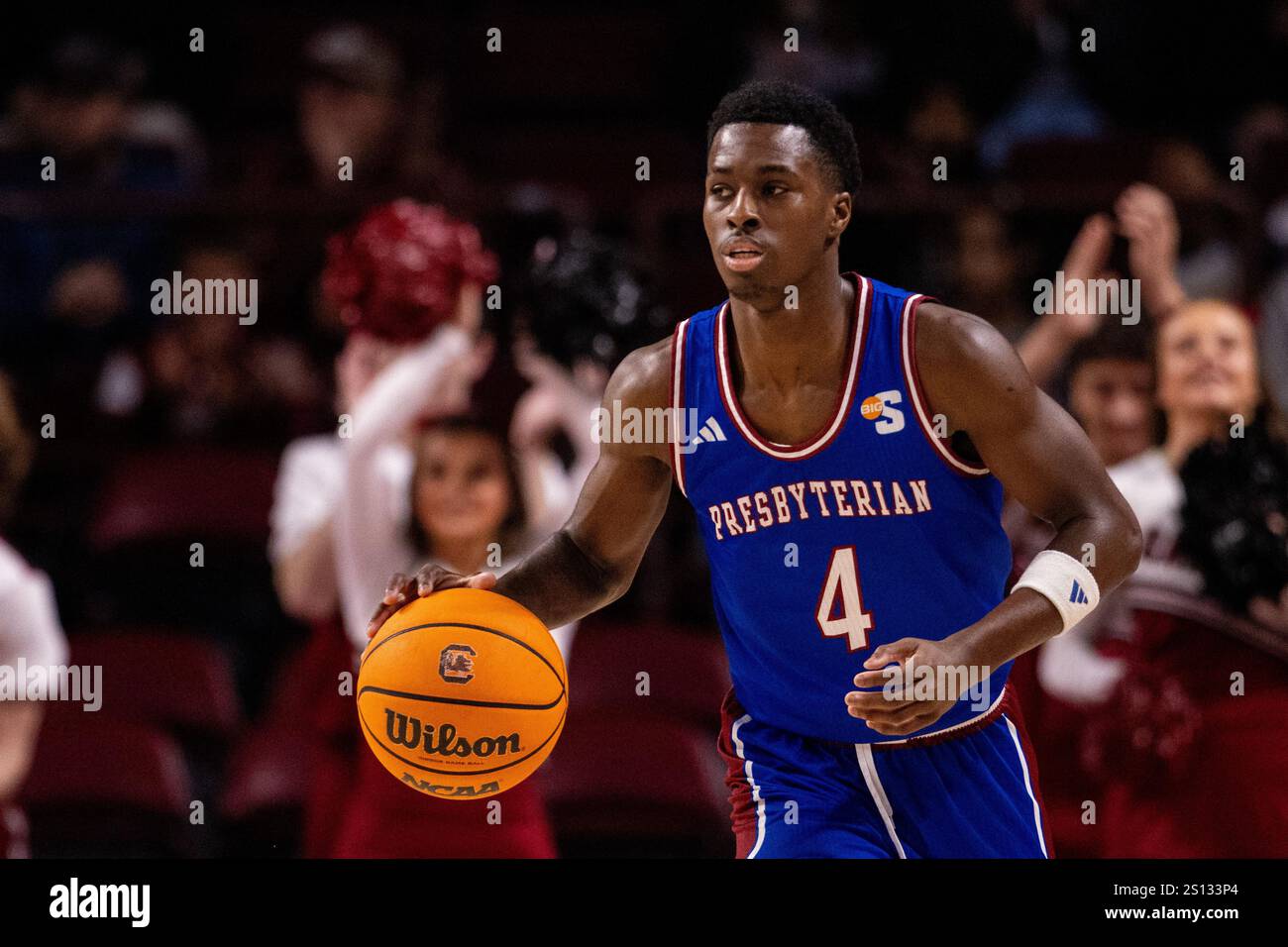 Columbia, SC, USA. 30th Dec, 2024. Presbyterian guard Kory Mincy (4 ...