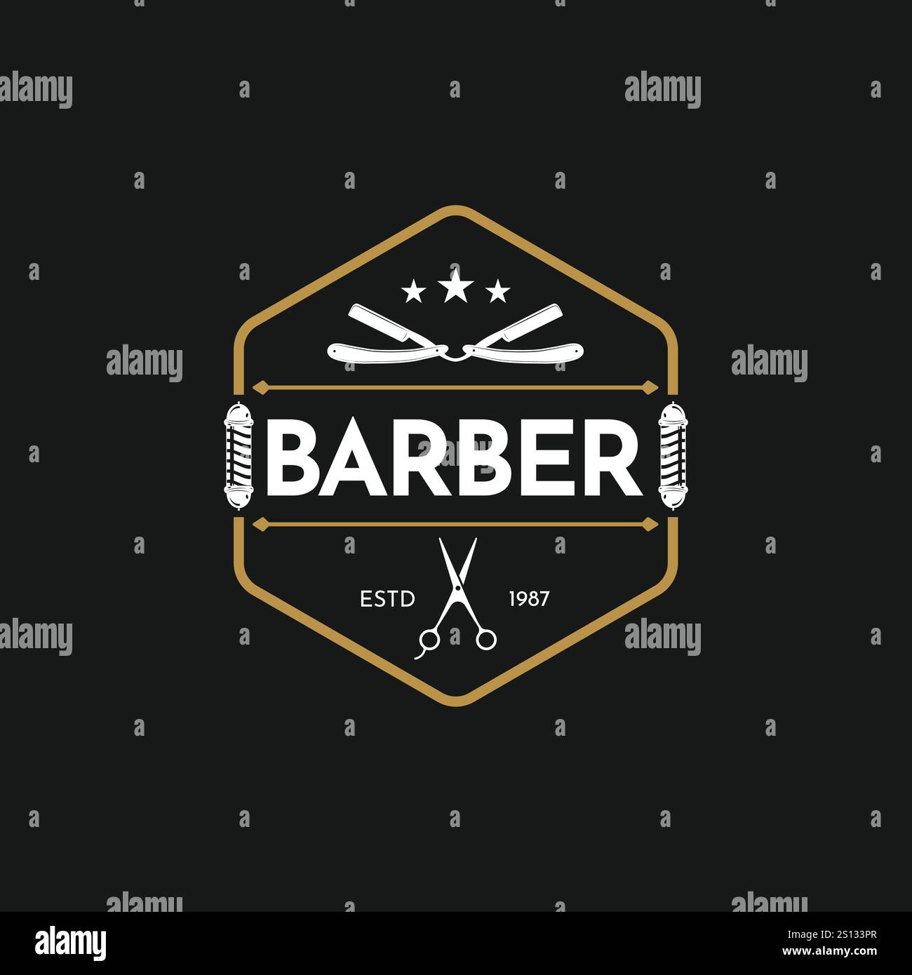 vintage logo Barbershop design template vector Stock Vector Image & Art ...
