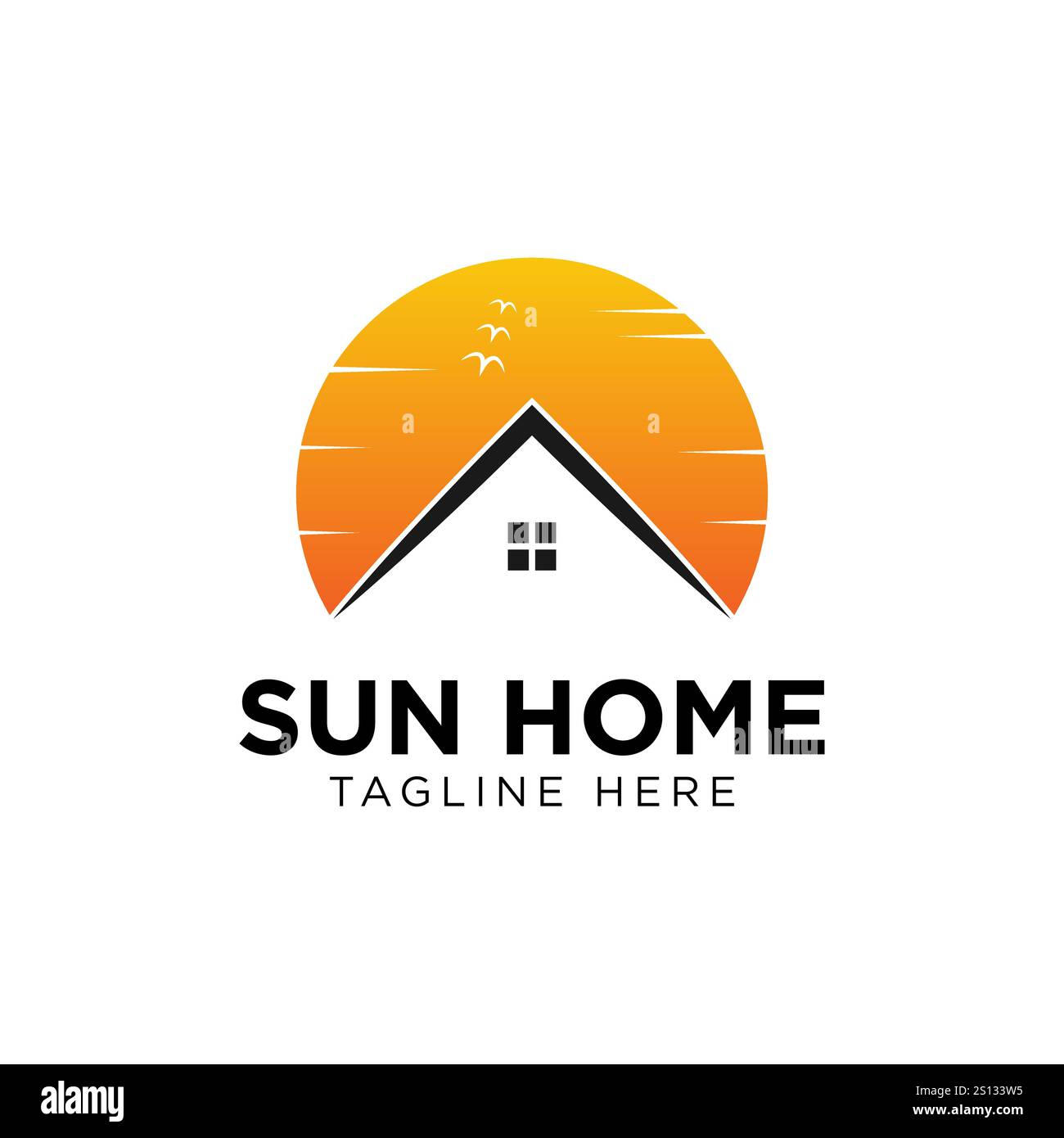 Sun House logo design. Real estate Modern and elegant style design ...