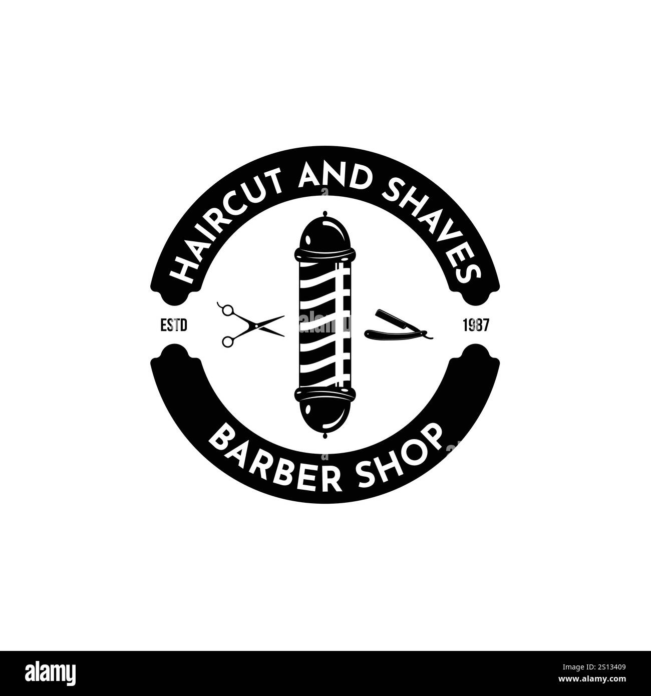 vintage logo Barbershop design template vector Stock Vector Image & Art ...