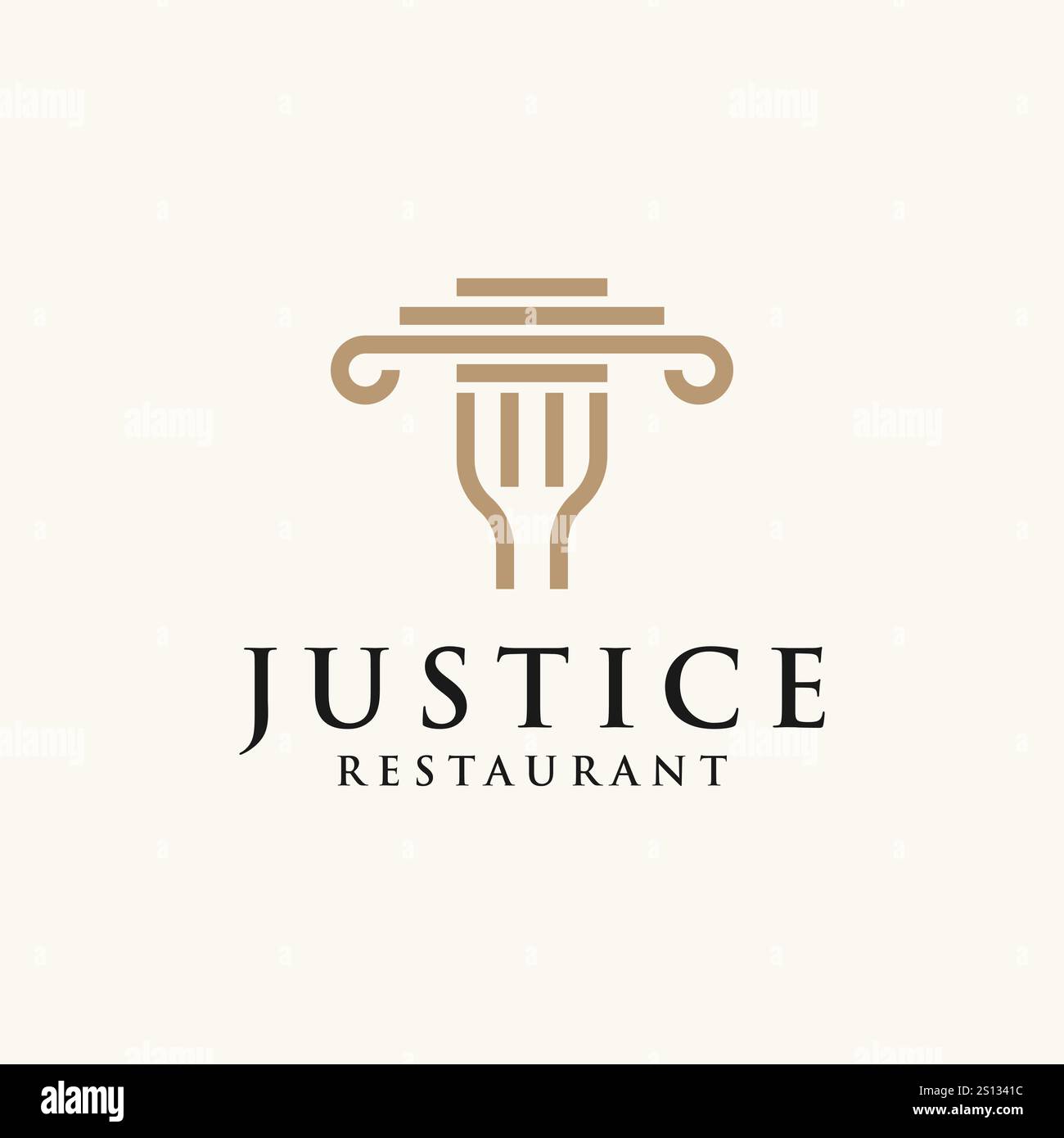 Creative Law office with fork and pillar icon logo design vector ...