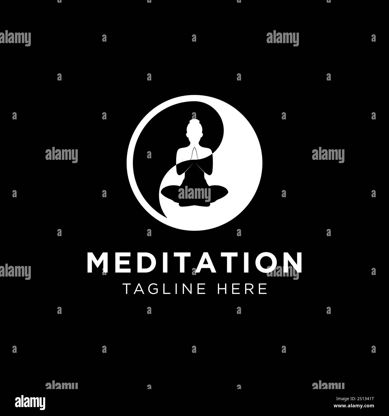 Abstract vector illustration of yoga and meditation logo emblem. with ...