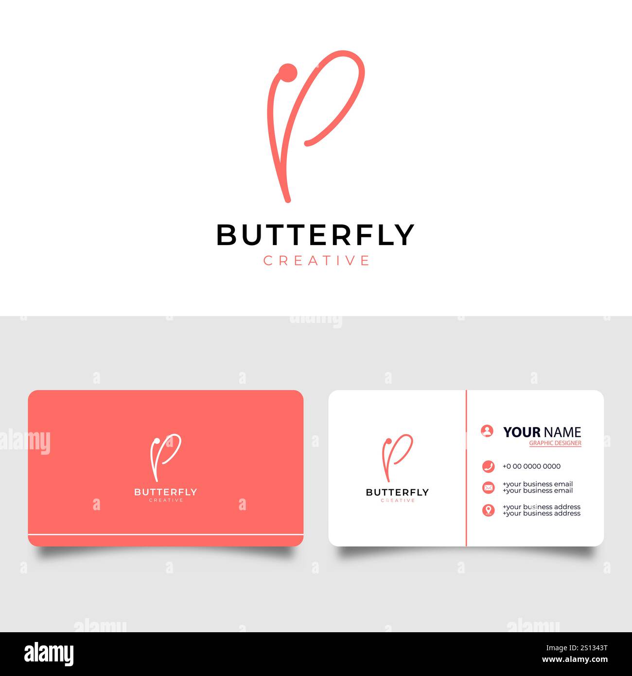 Butterfly letter P With business card. Beauty salon vector logo ...