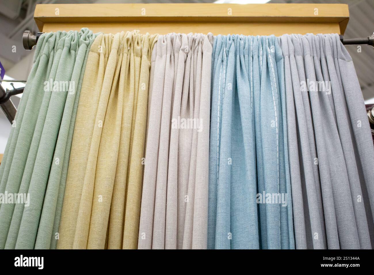A view of various color schemes in curtain samples Stock Photo - Alamy