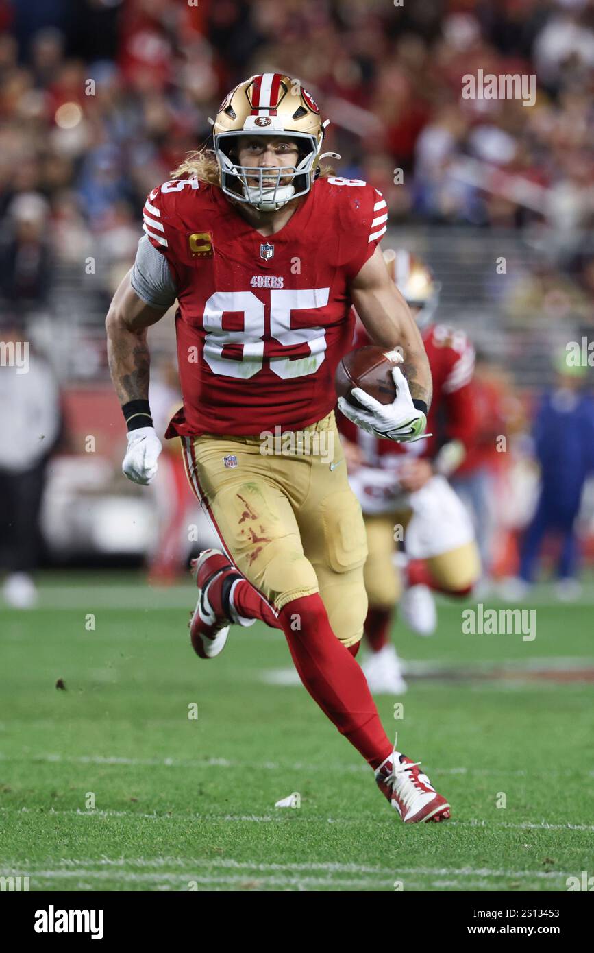 San Francisco 49ers tight end George Kittle (85) runs after a catch ...