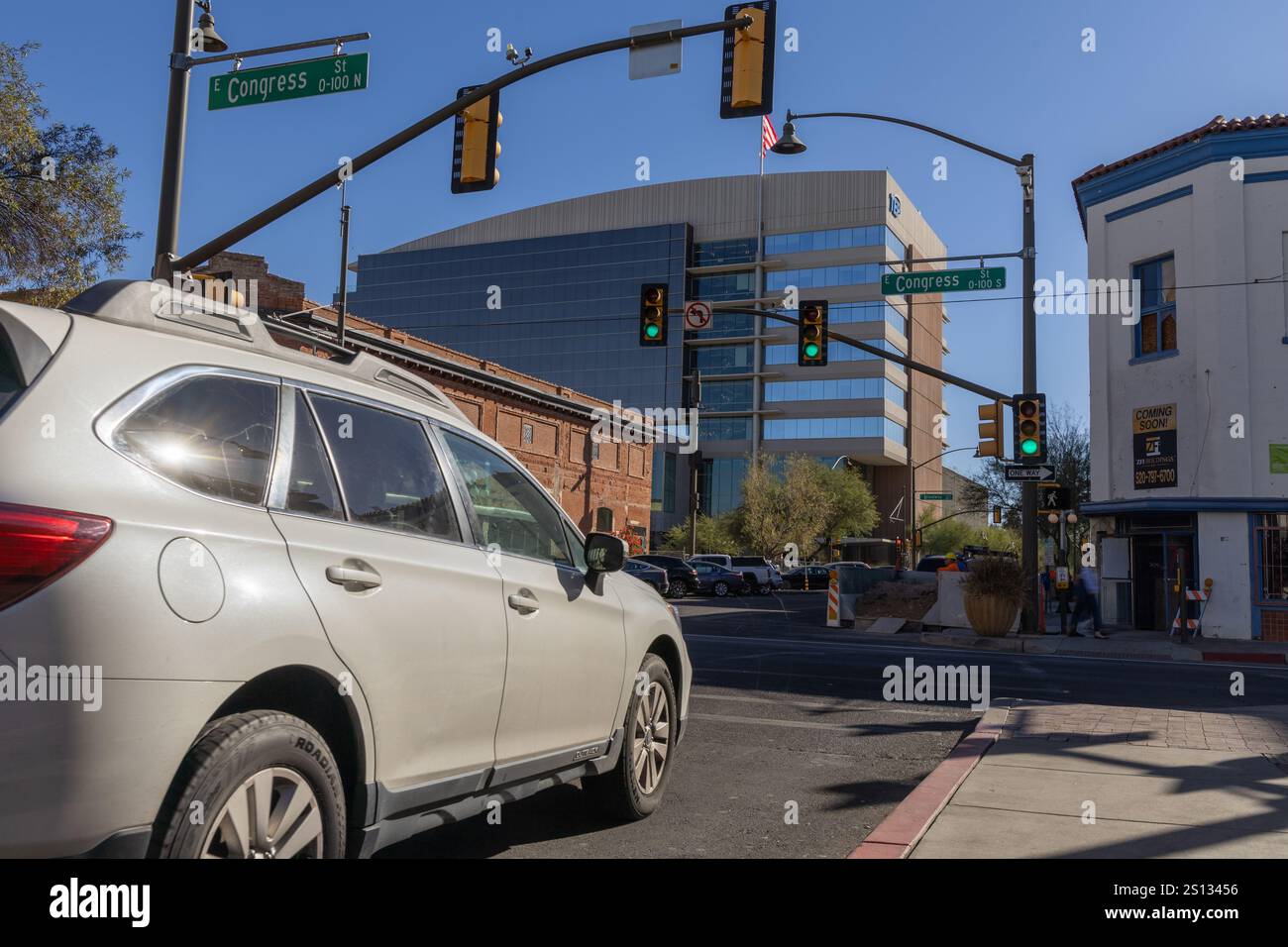 Downtown Tucson Arizona city Scape traffic Stock Photo - Alamy