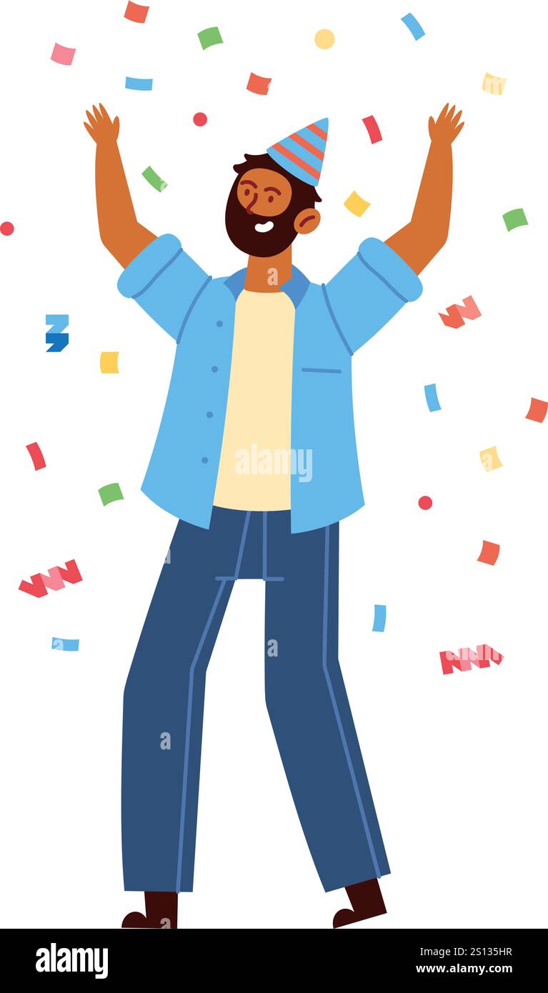celebrating guy with confetti Stock Vector Image & Art - Alamy
