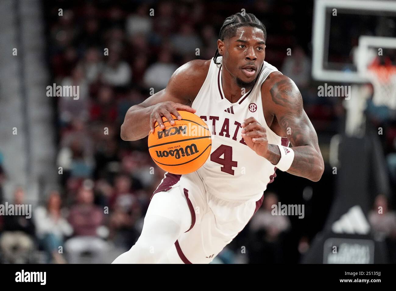Mississippi State forward Cameron Matthews dribbles upcourt during the ...