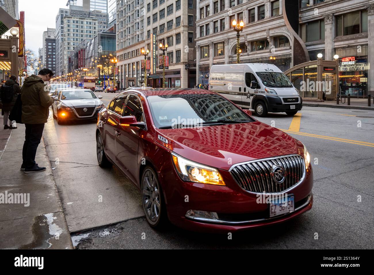Chicago, USA. 30 December 2024. Rush hour traffic passes through ...