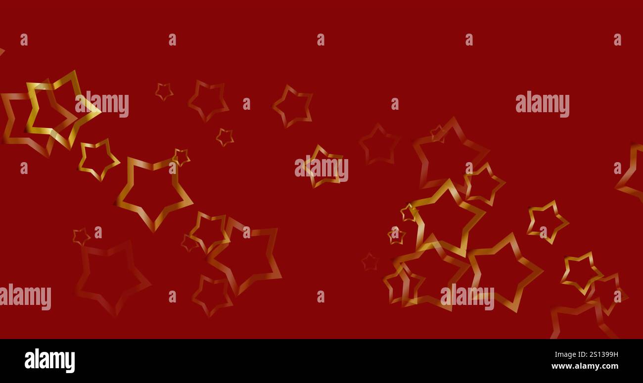 Image of christmas greetings text over christmas stars on red ...