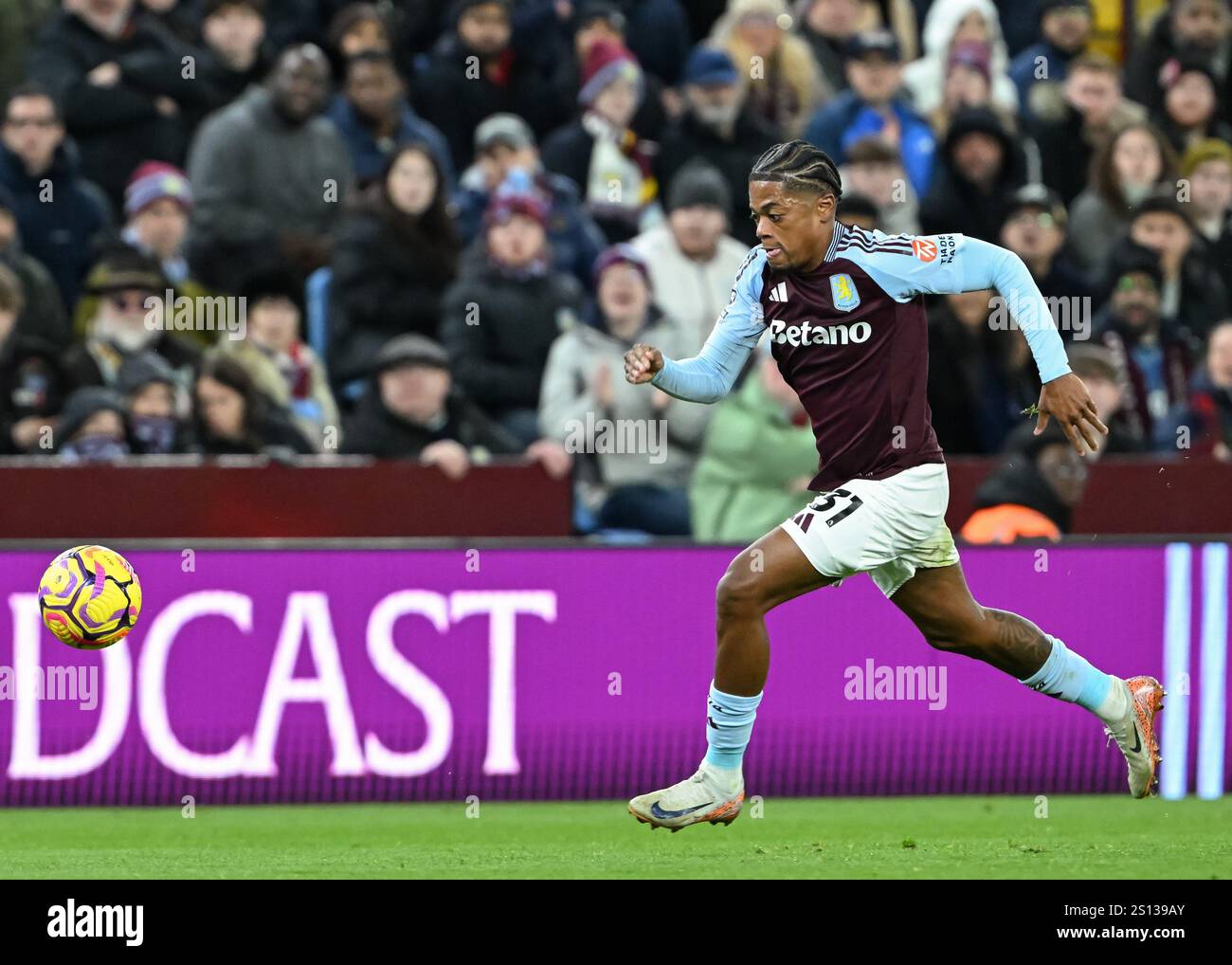Birmingham, England, 30th December 2024. Leon Bailey of Aston Villa ...