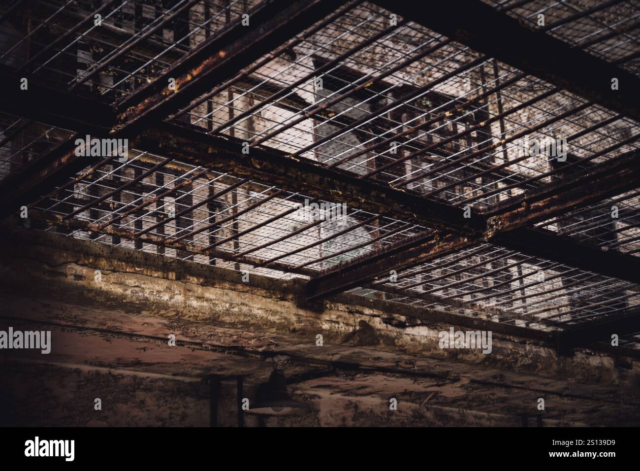 Metal grating on an upper cell block level in the Eastern State ...