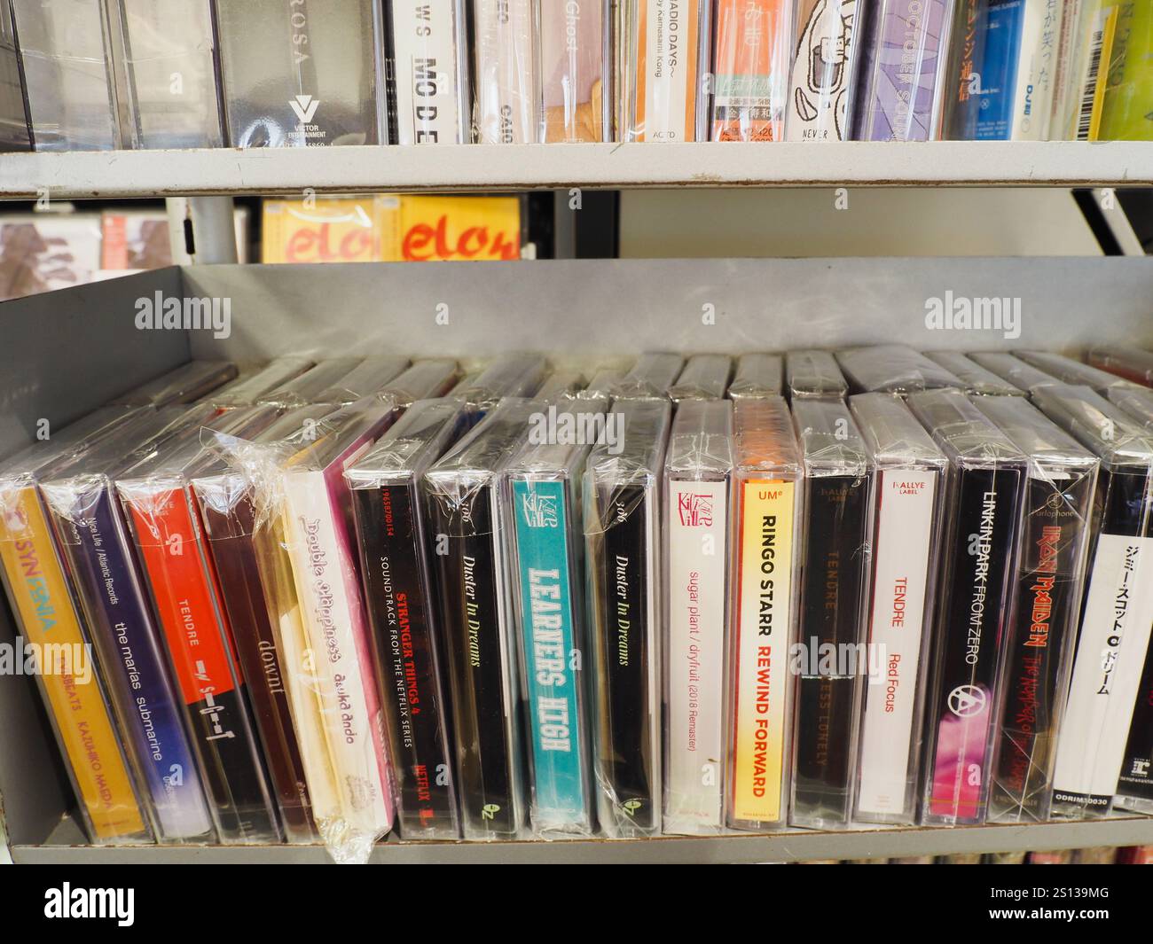 TOKYO, JAPAN - December 29, 2024: A variety of cassette tapes ...