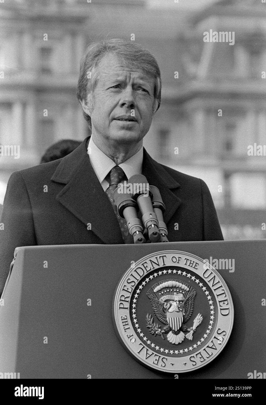United States President Jimmy Carter makes remarks as he welcomes ...