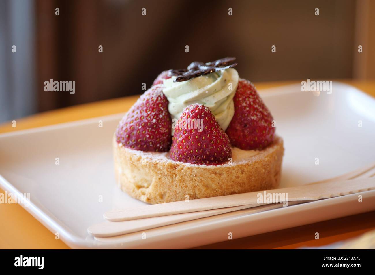 Delightfully Delicious Strawberry Tart Accompanied by Creamy Green ...