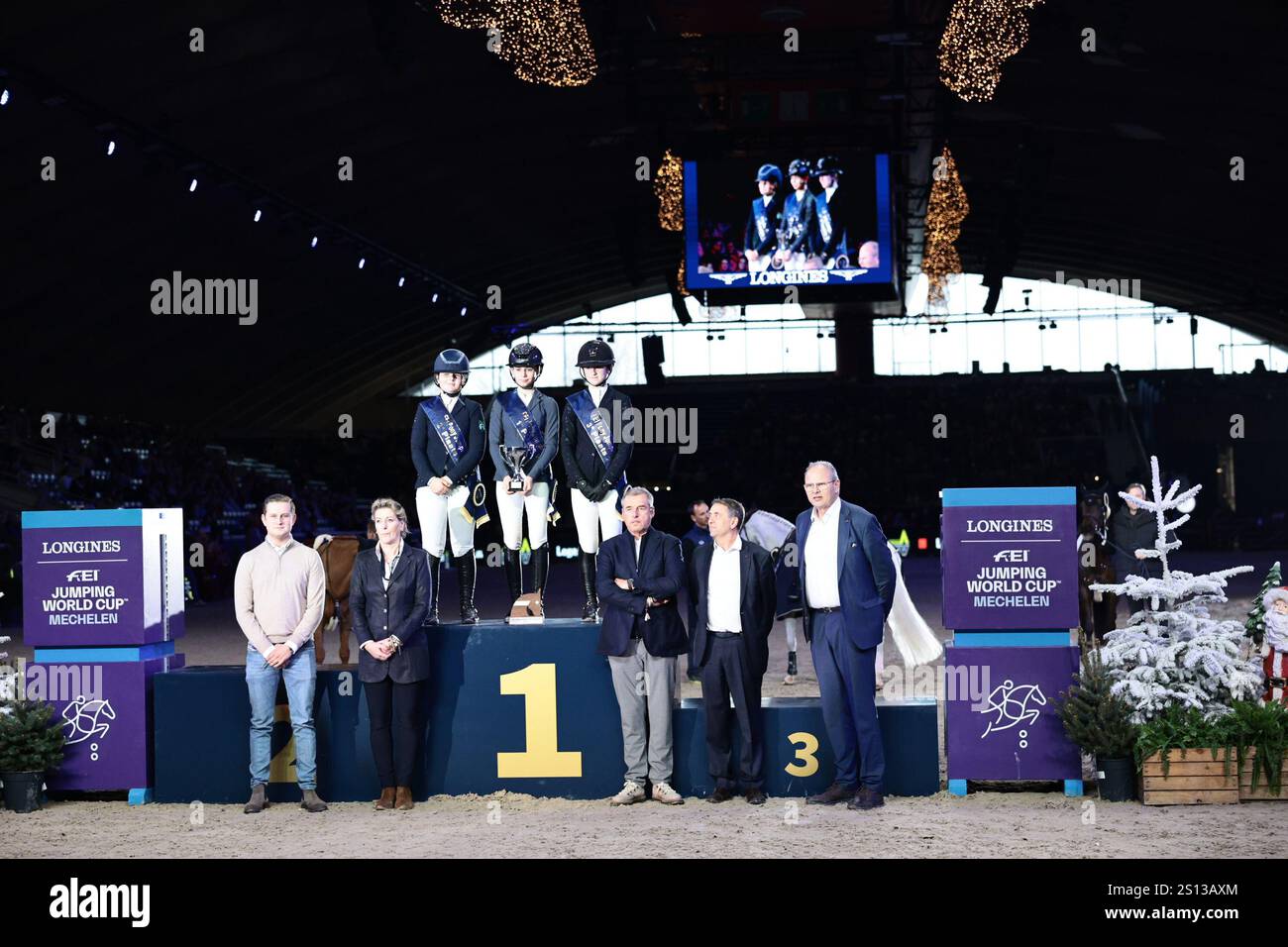 Laura Andre of Switzerland with Clementine during the prize giving ...