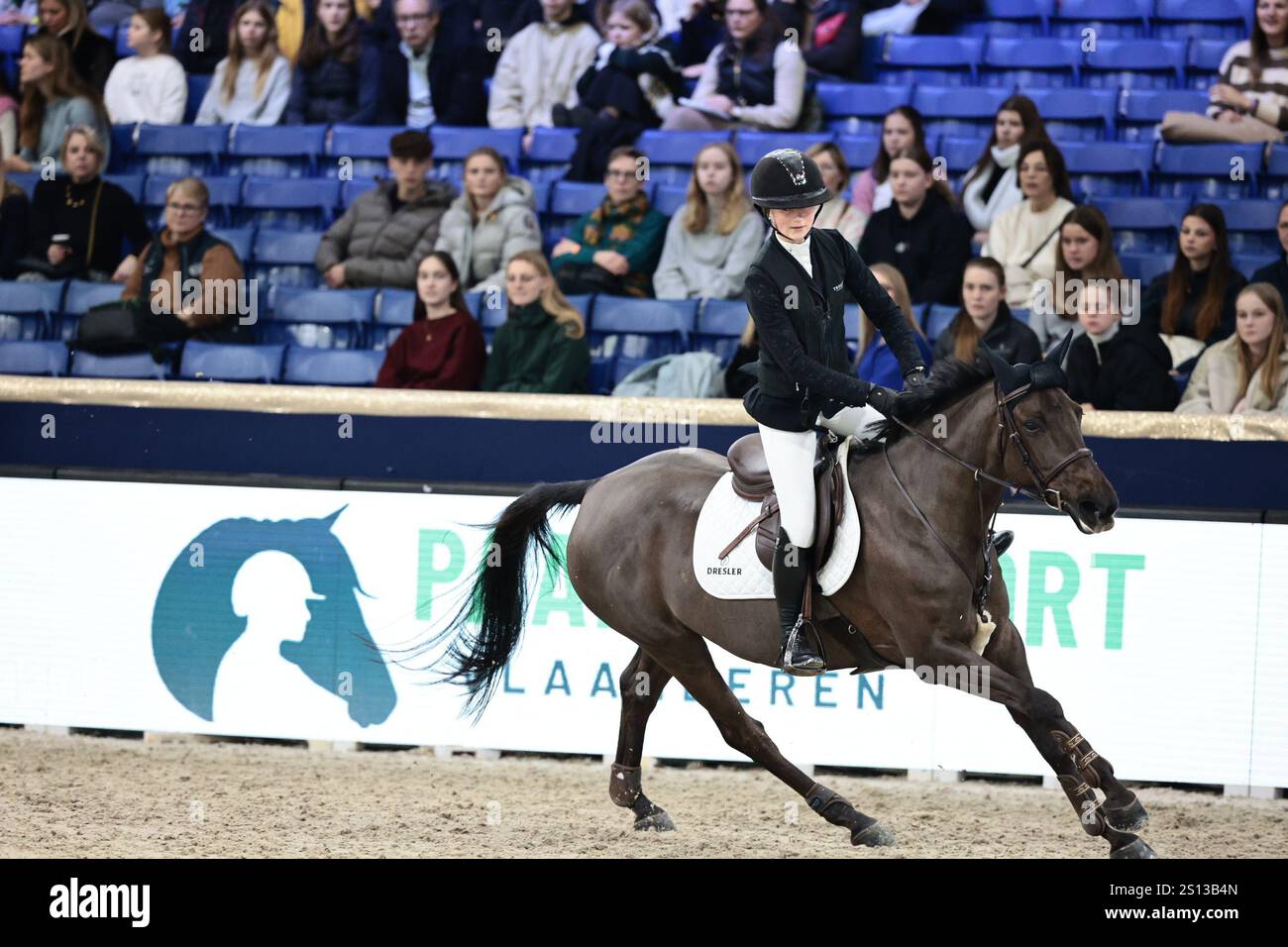 Selma Hundborg Dresler of Denmark with Clounamon Coco during the BHV - FEI Jumping Ponies ...