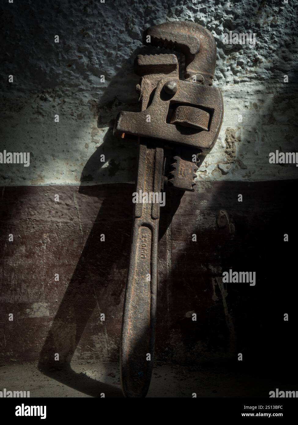 08 02 2021 Vintage Old Rusty Dirty Pipe Wrench Tool Detail Lokgram Kalyan Maharashtra India Asia ...