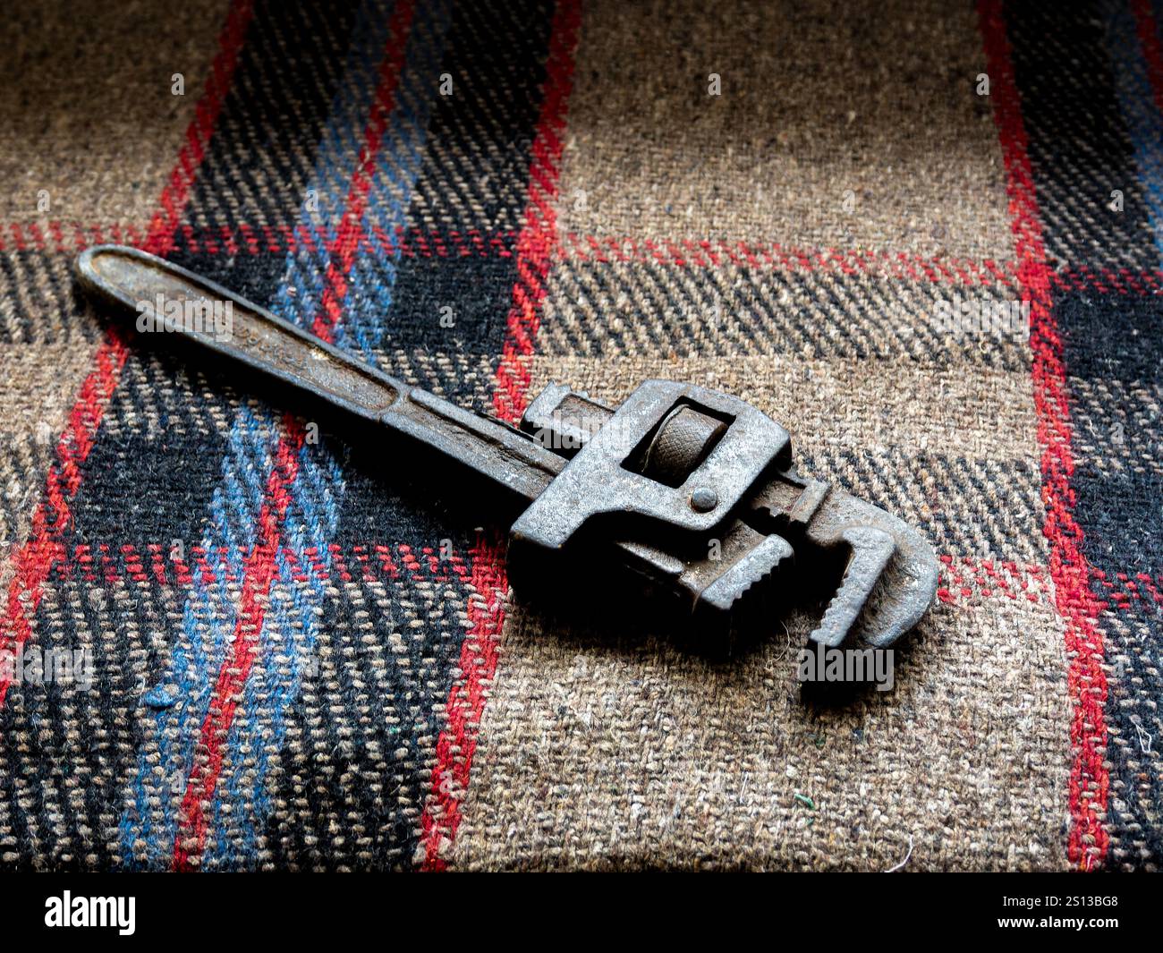 08 02 2021 Vintage Old Rusty Dirty Pipe Wrench Tool Detail Lokgram Kalyan Maharashtra India Asia ...