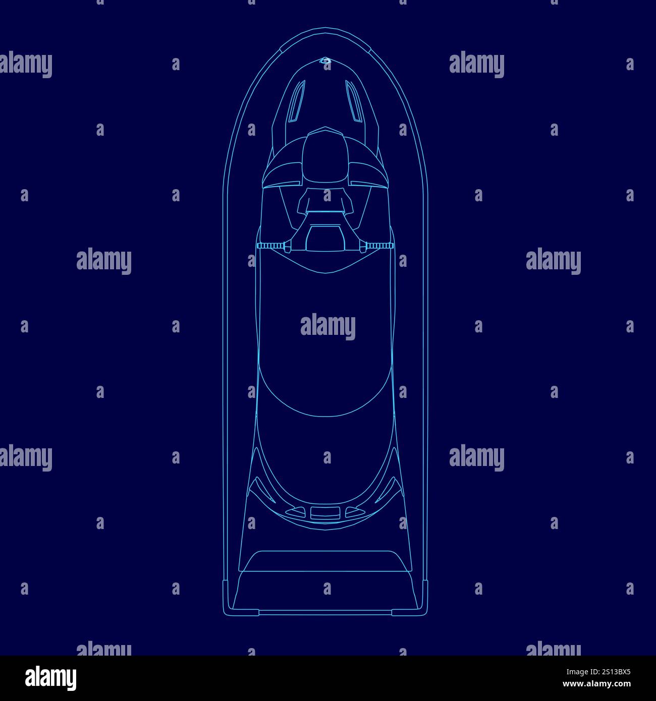 Blue drawing of a jet ski. The jet ski is shown in a blue outline Stock ...