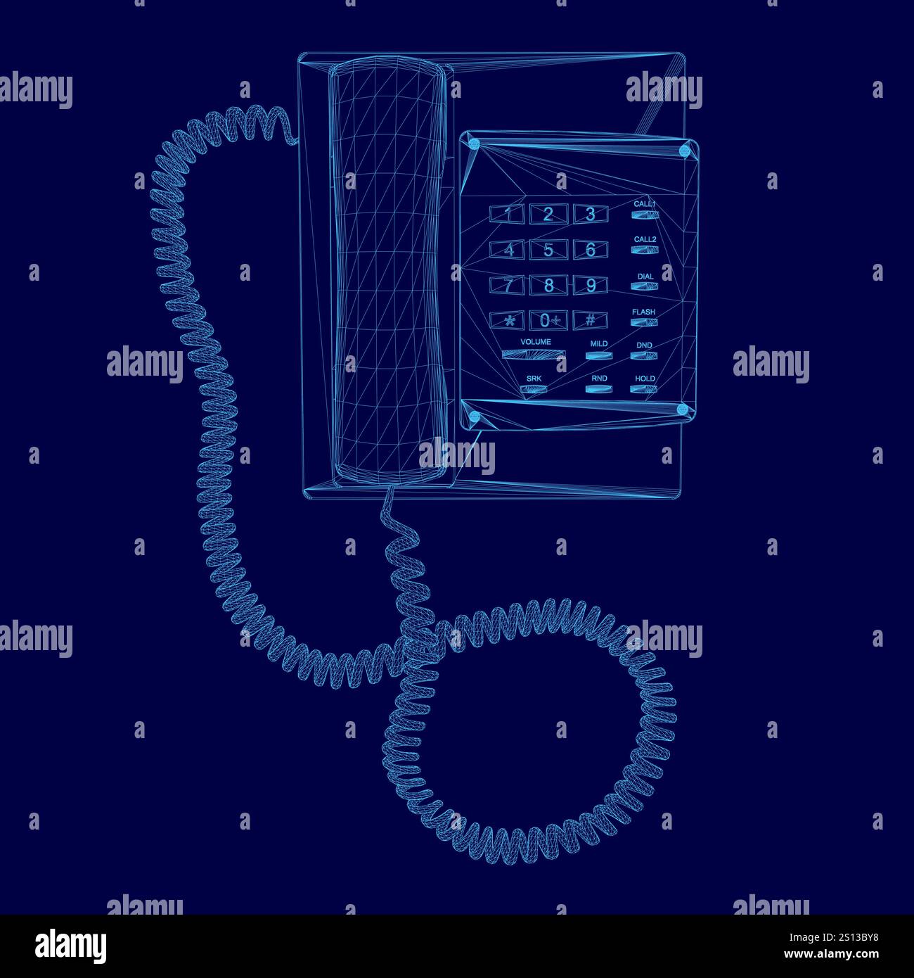 Blue phone with a blue cord hanging off it. The phone is a vintage ...