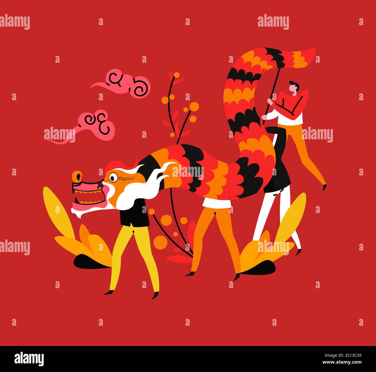 Traditional Chinese Dragon Dance Artwork Stock Vector Image & Art - Alamy