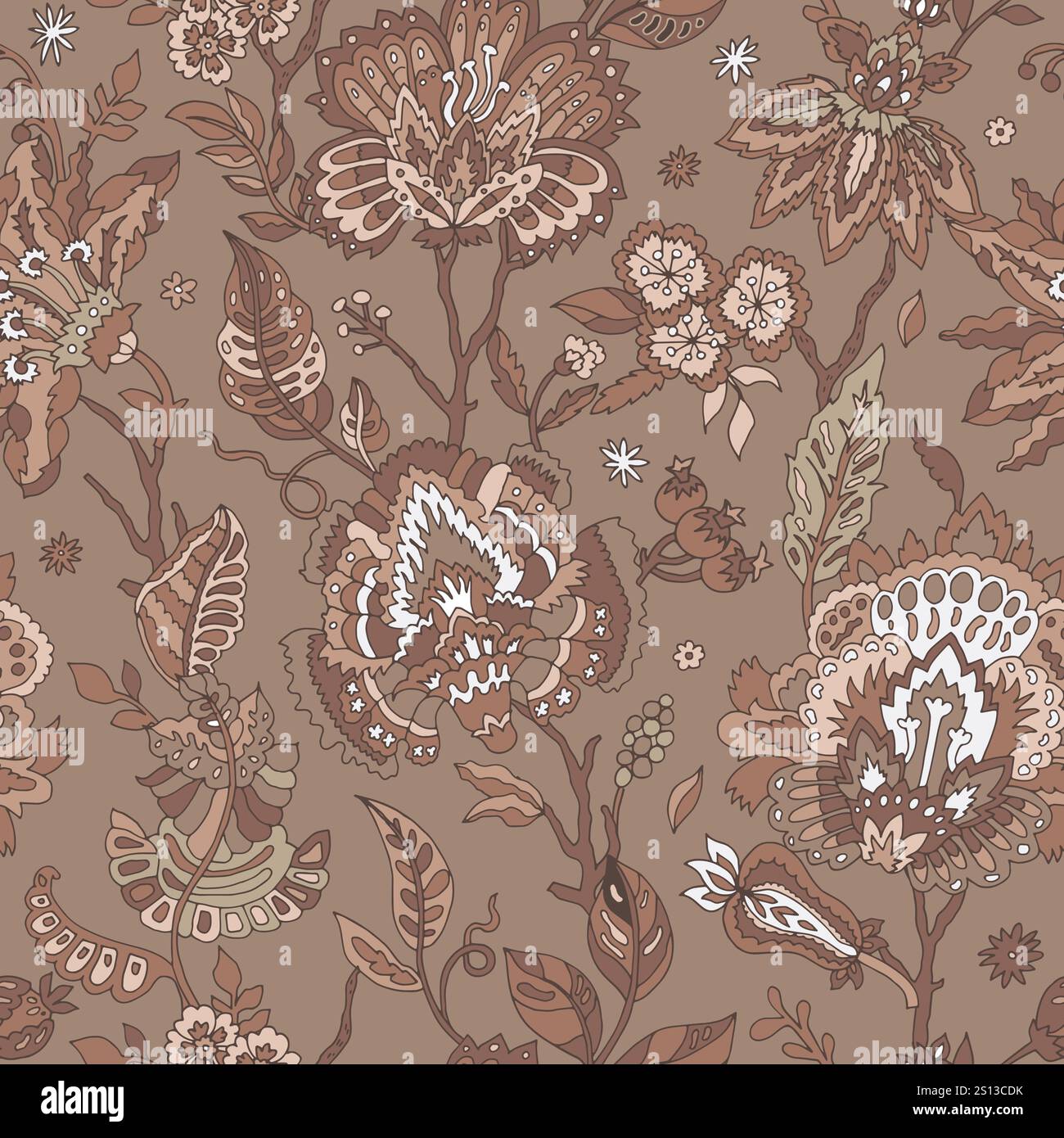 Detailed vector illustration of intricate botanical and floral elements ...