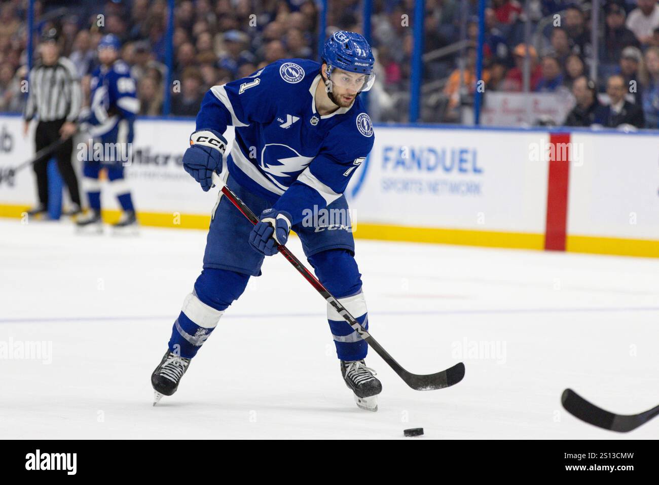 Tampa Bay Lightning center Anthony Cirelli (71) skates with the puck ...