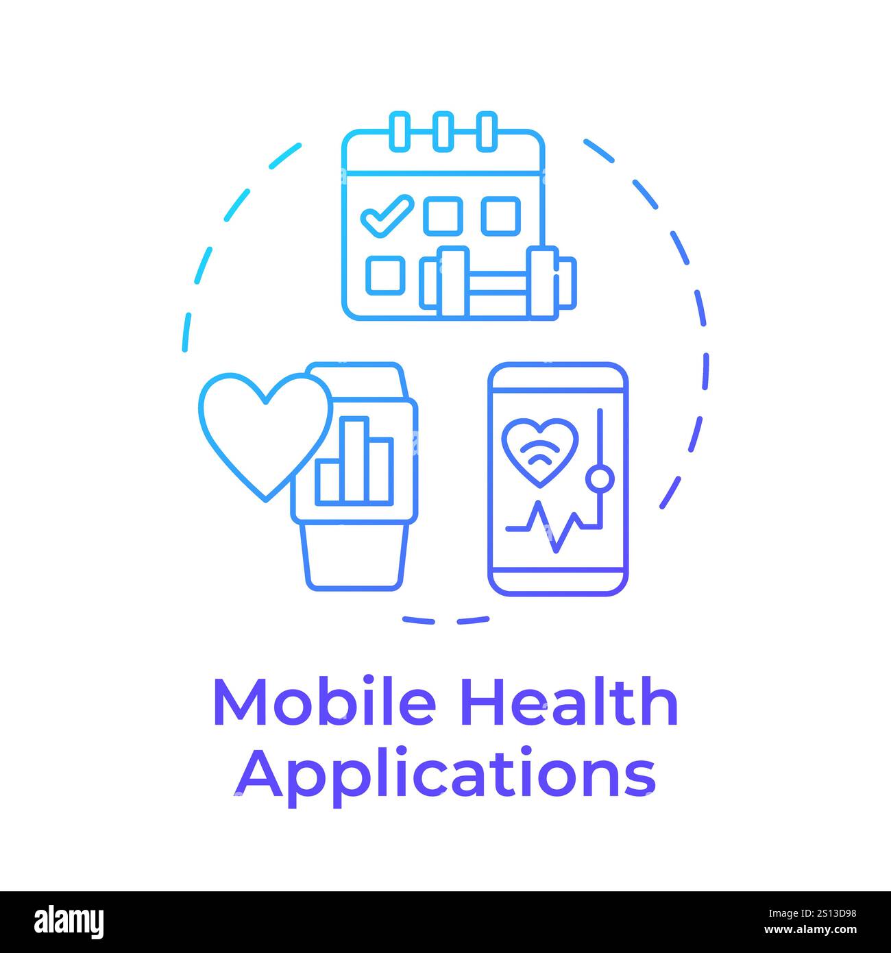Mobile health applications blue gradient concept icon Stock Vector ...