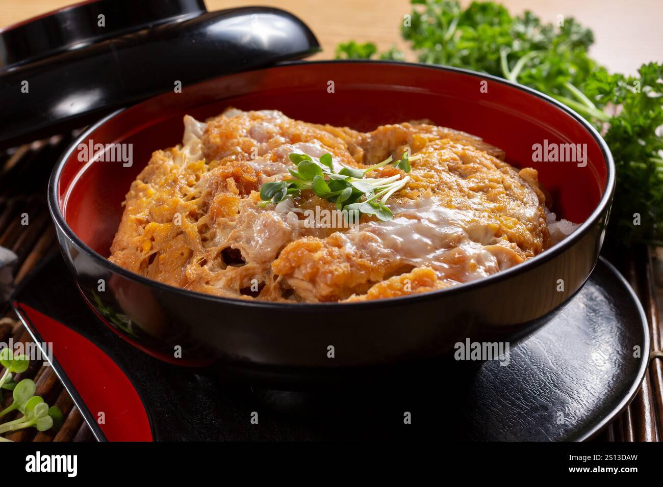 A view of a bowl of Japanese chicken katsu don Stock Photo - Alamy