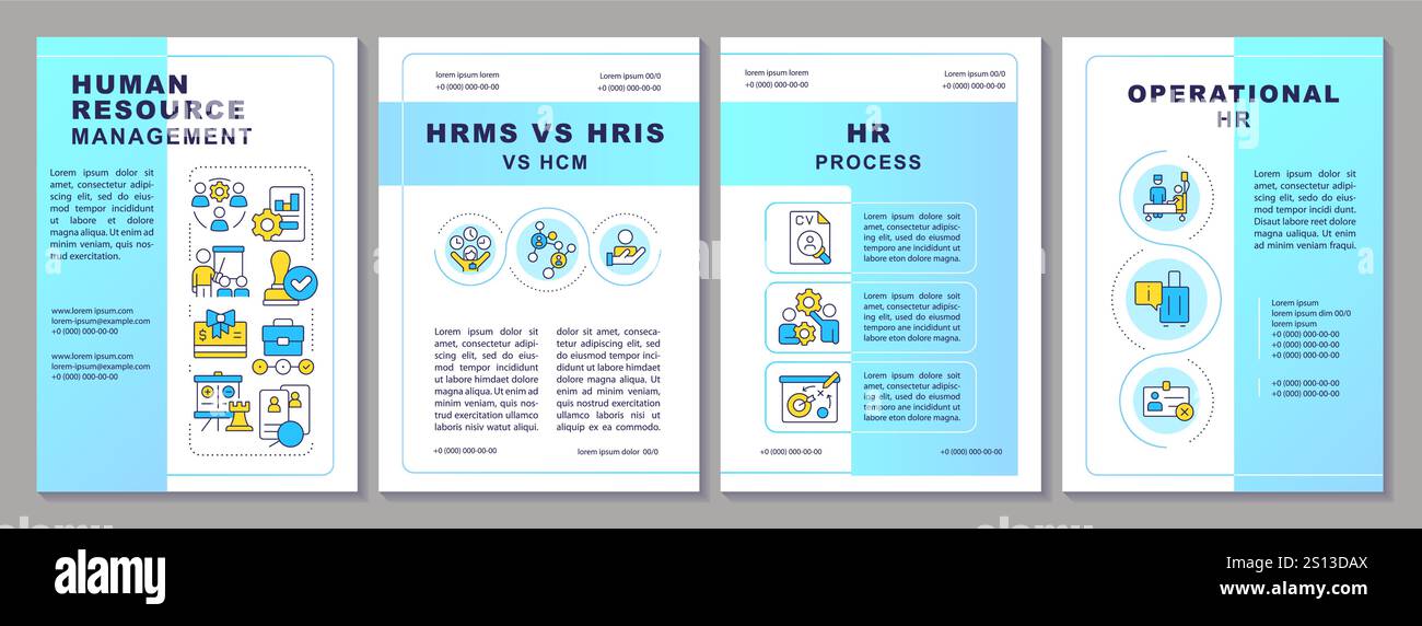 Human resource management blue brochure template Stock Vector Image ...