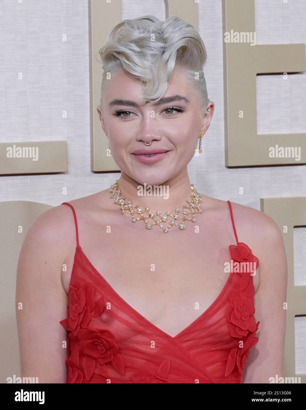 January 7, 2024, Beverly Hills, California, USA: lorence Pugh attends ...