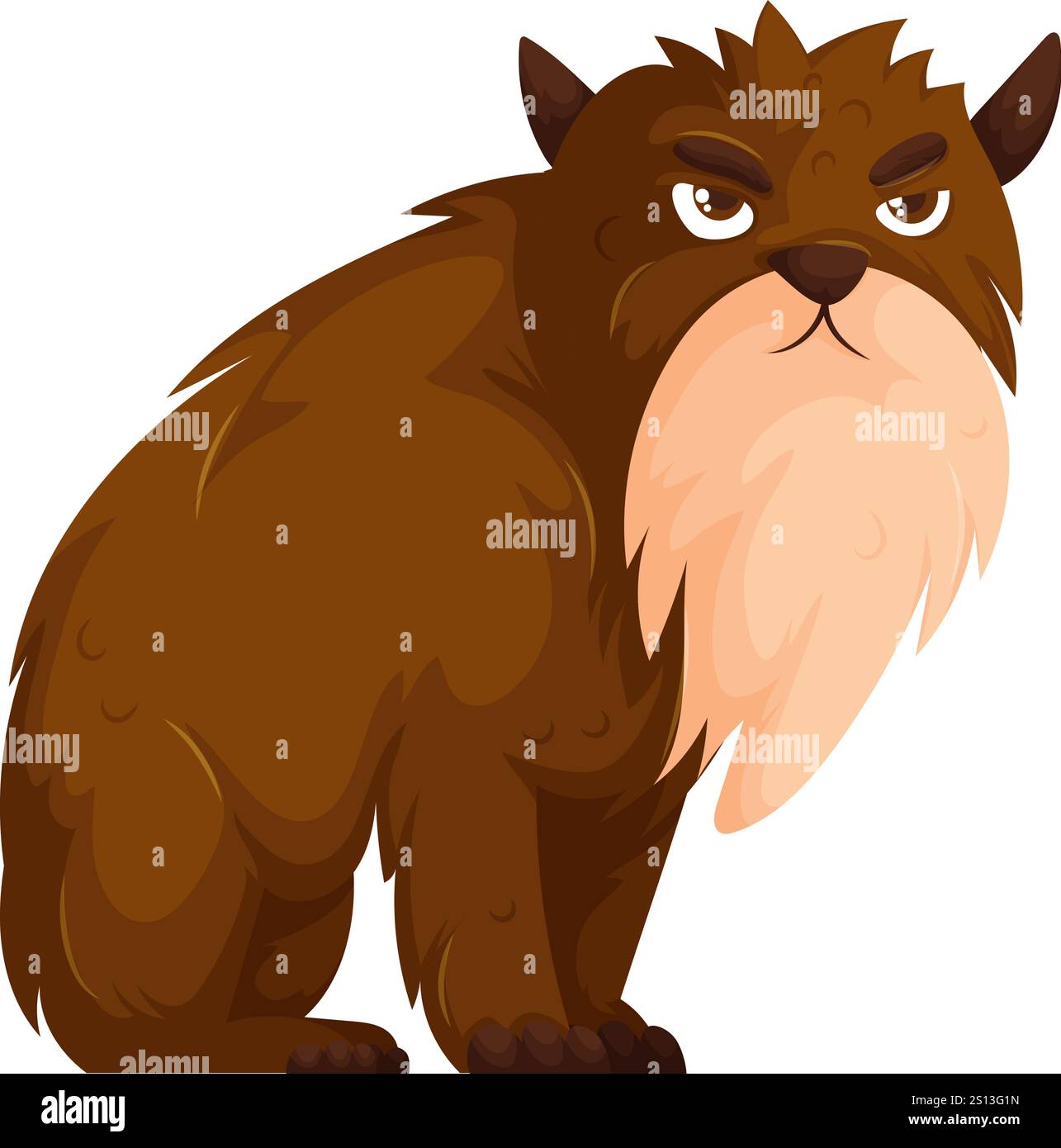 Illustration of a cartoon brown bear with a grumpy expression ...