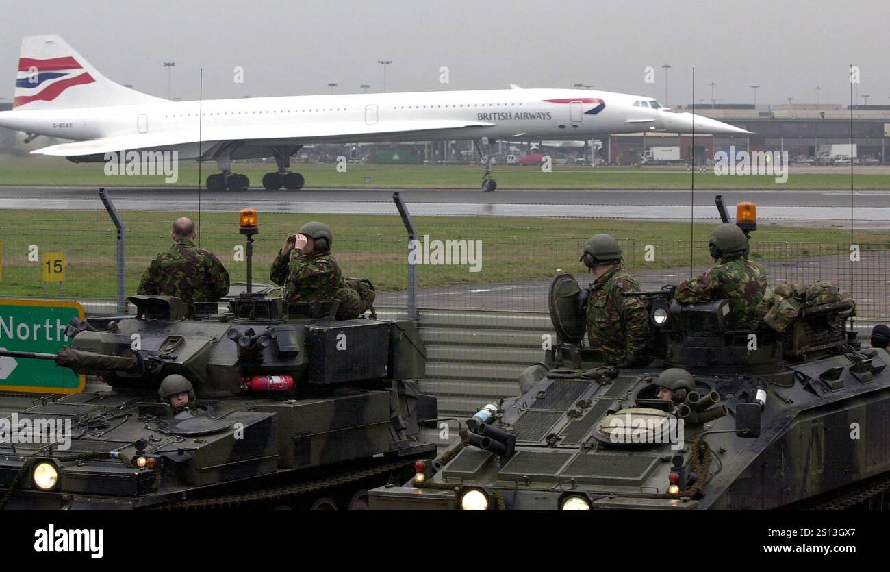File photo dated 12/2/2003 of British troops at Heathrow Airport, as ...