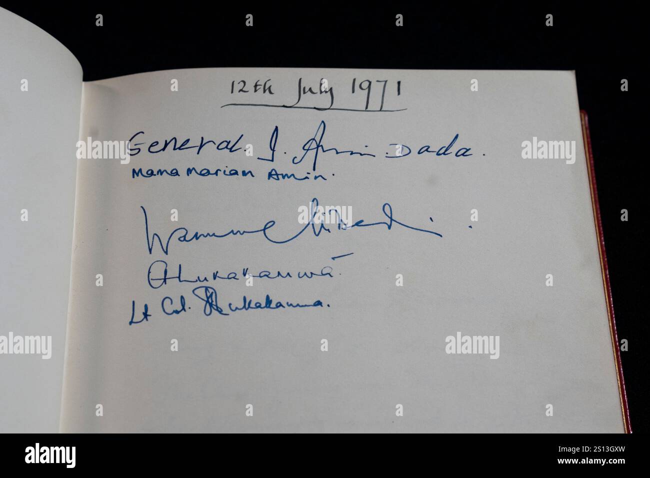 The signature of Ugandan dictator Idi Amin is seen in one of three ...