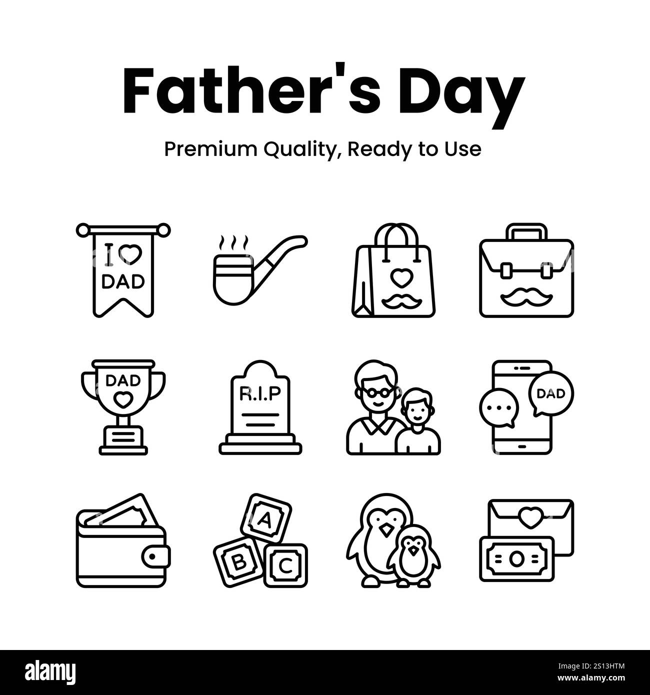 Unique style icons set of fathers day ready to use in websites and ...