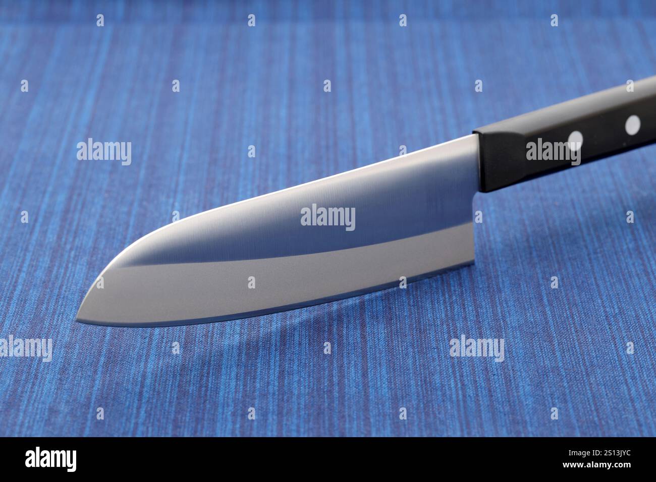 Traditional Japanese knife, kitchen utensil on table with copy space ...