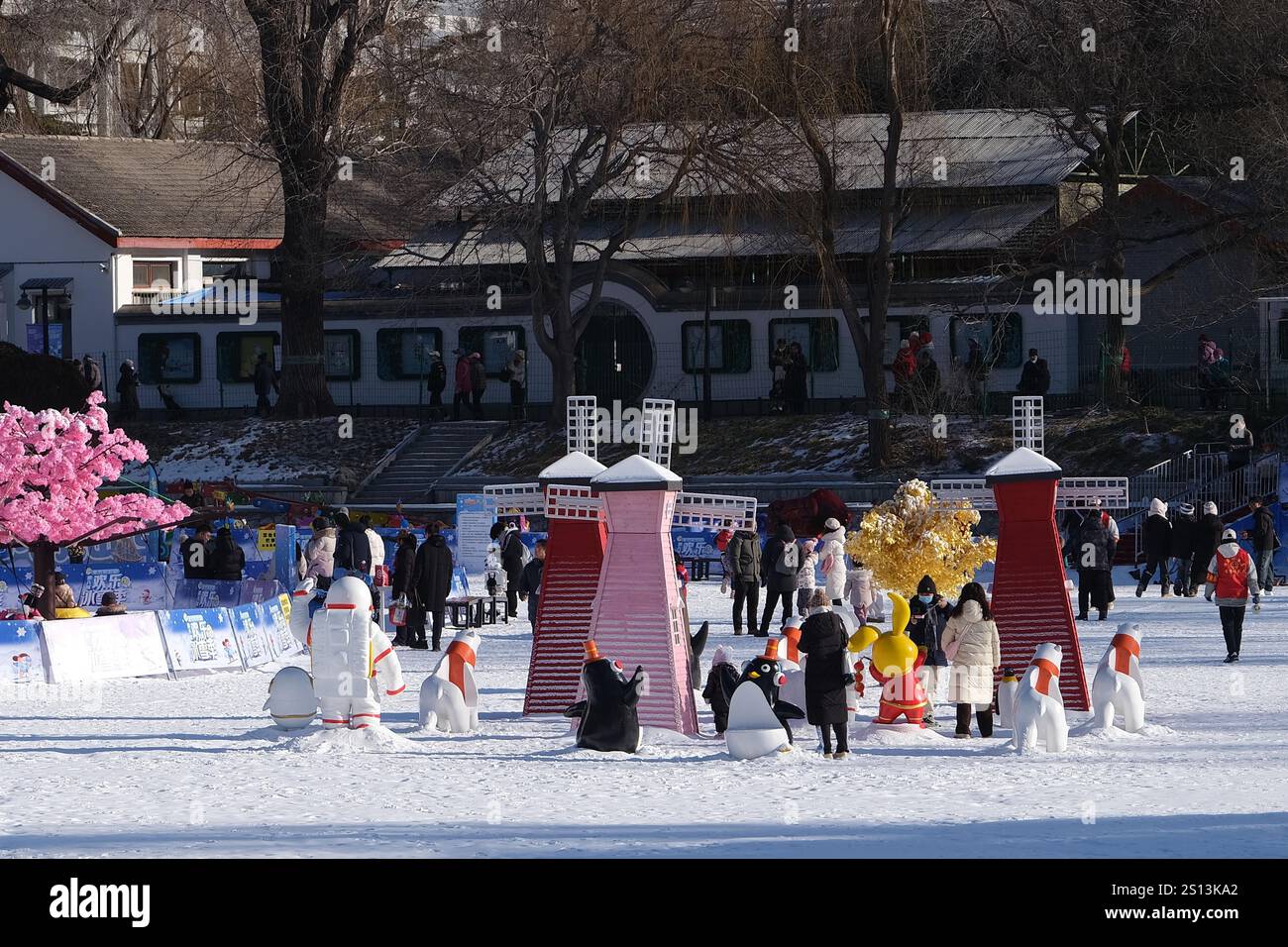 Tourists experience ice and snow sports at a park in Beijing, China, 27 ...