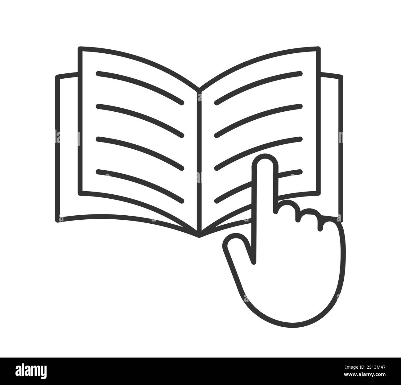 Open book catalog icon symbol shape. Instruction manual reading logo ...