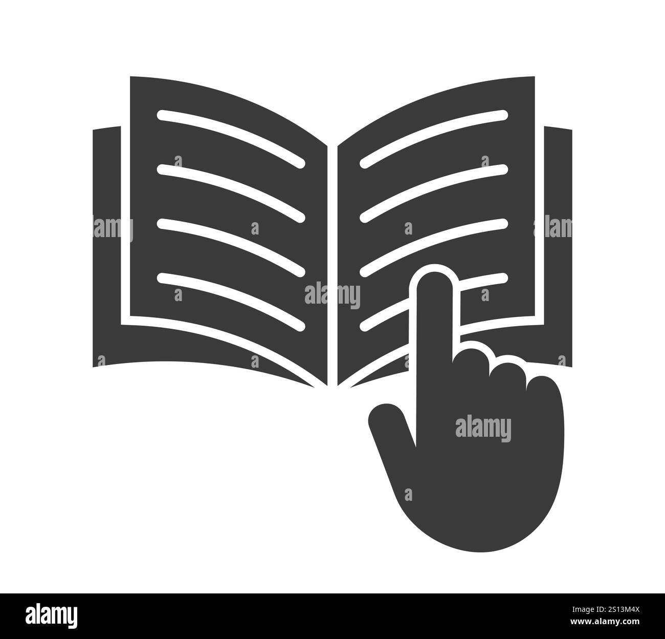 Open book catalog icon symbol shape. Instruction manual reading logo ...