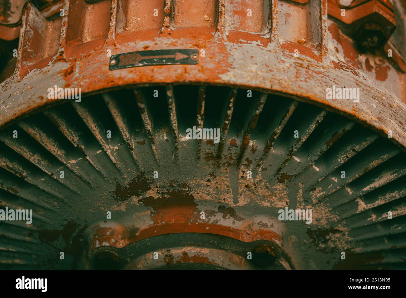 Rusty wheeled surface of old metal wheel surface. Broken vintage mechanism. Steel gear. Turbine ...