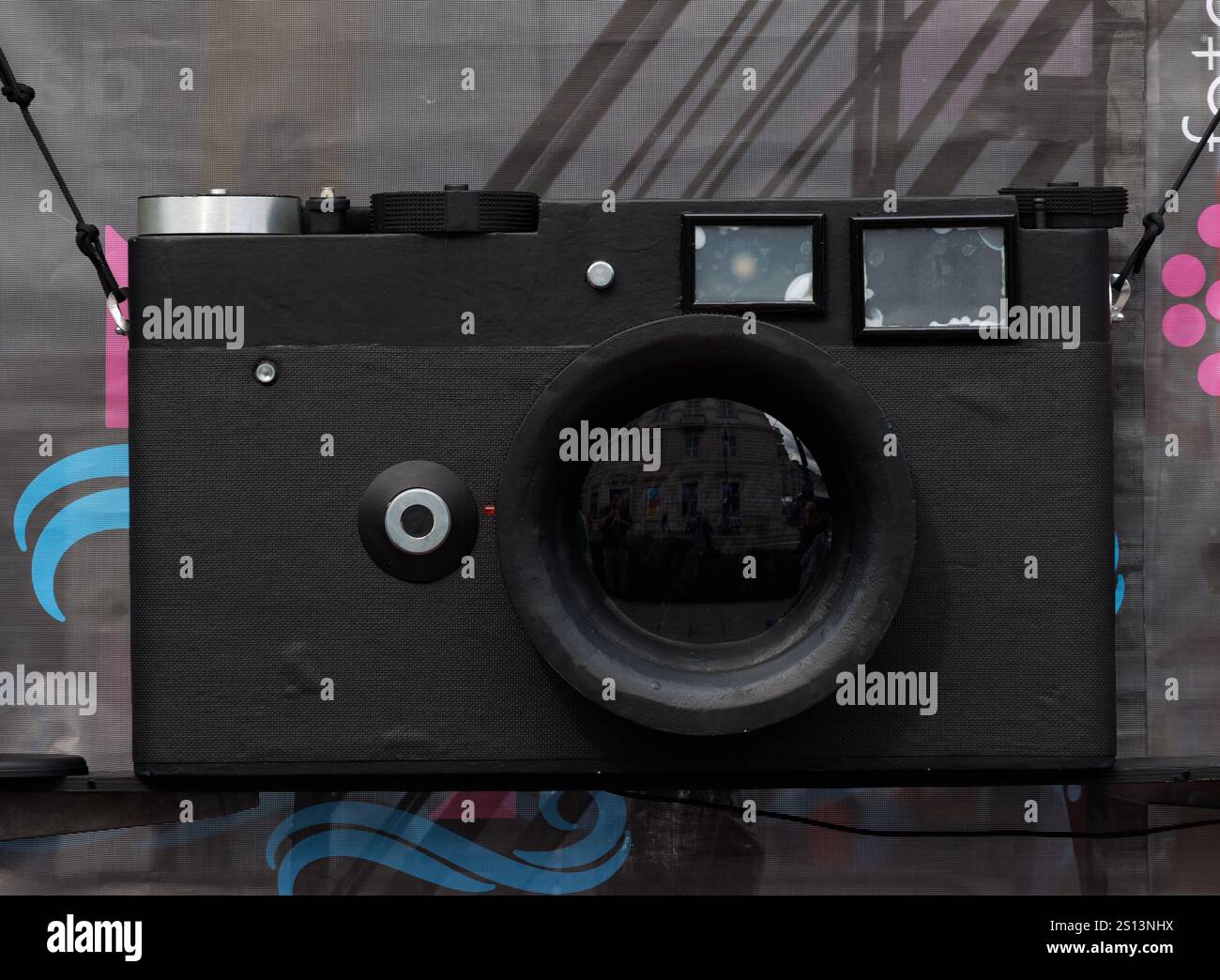 Large-scale model of a vintage camera, carefully crafted to replicate ...