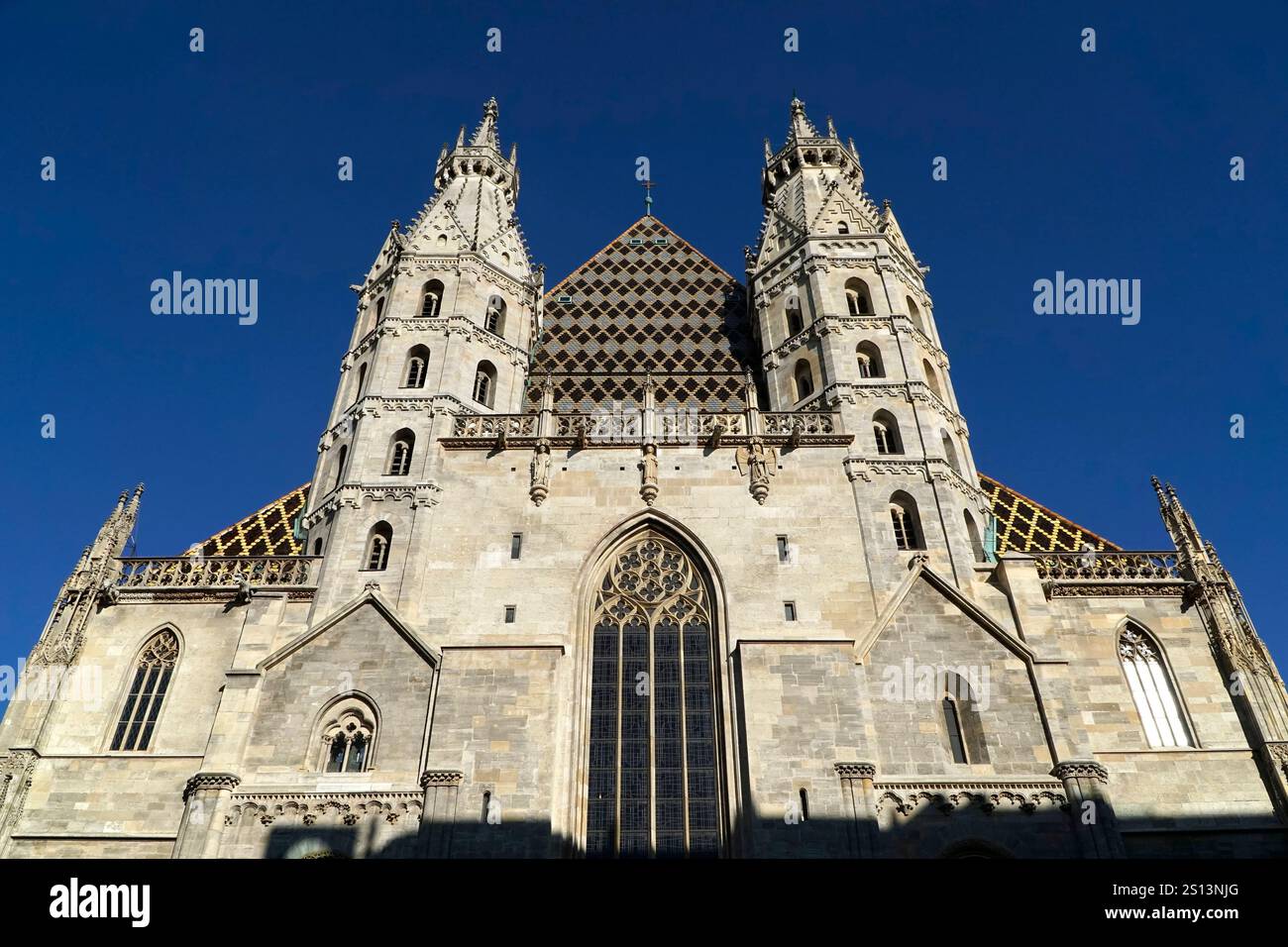 Low Angle Shot Of St. Stephen's Cathedral with Clear Blue Sky, Vienna ...