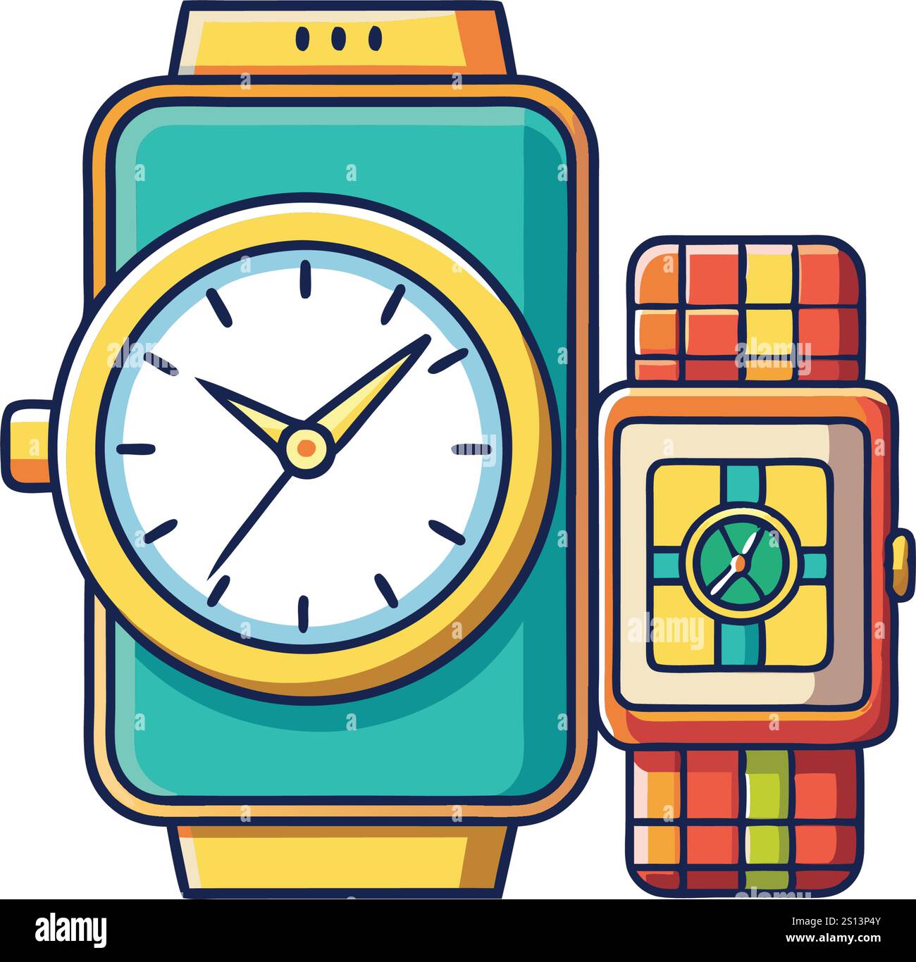 Creative vector design showcasing analog wristwatches and smart devices ...