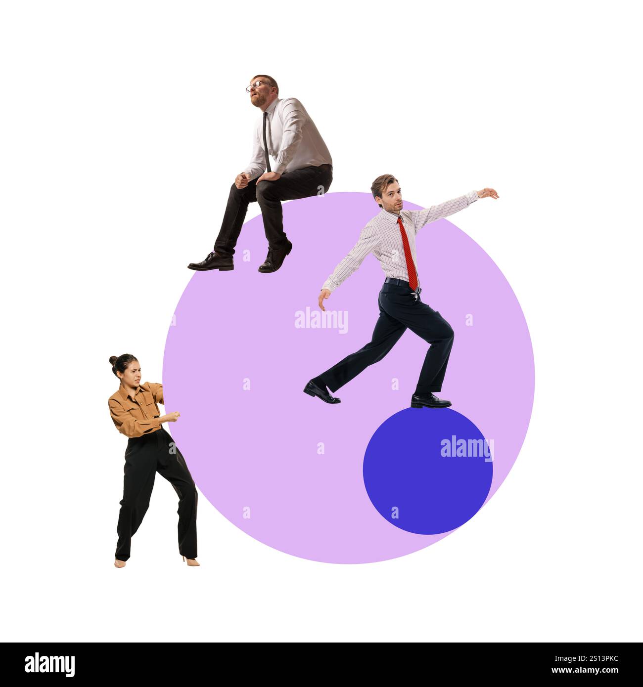 Poster. Contemporary art collage. Group exploring statistic graph ...