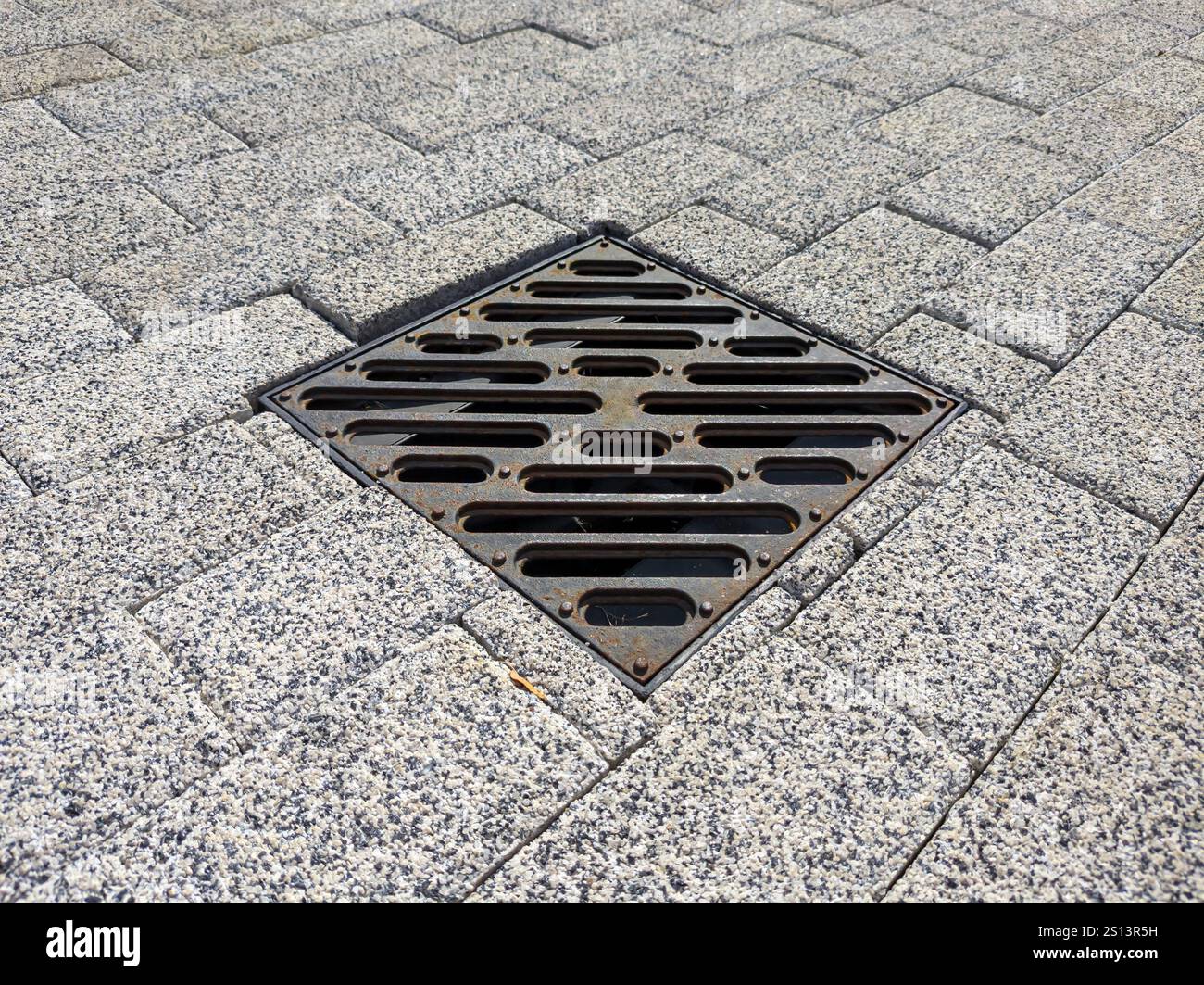 Decorative drainage grate on the pavement Stock Photo - Alamy