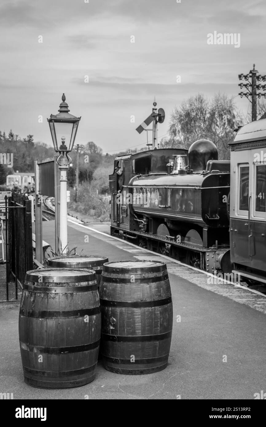 BR '64xx' 0-6-0PT No. 6412, Staverton station on the South Devon ...