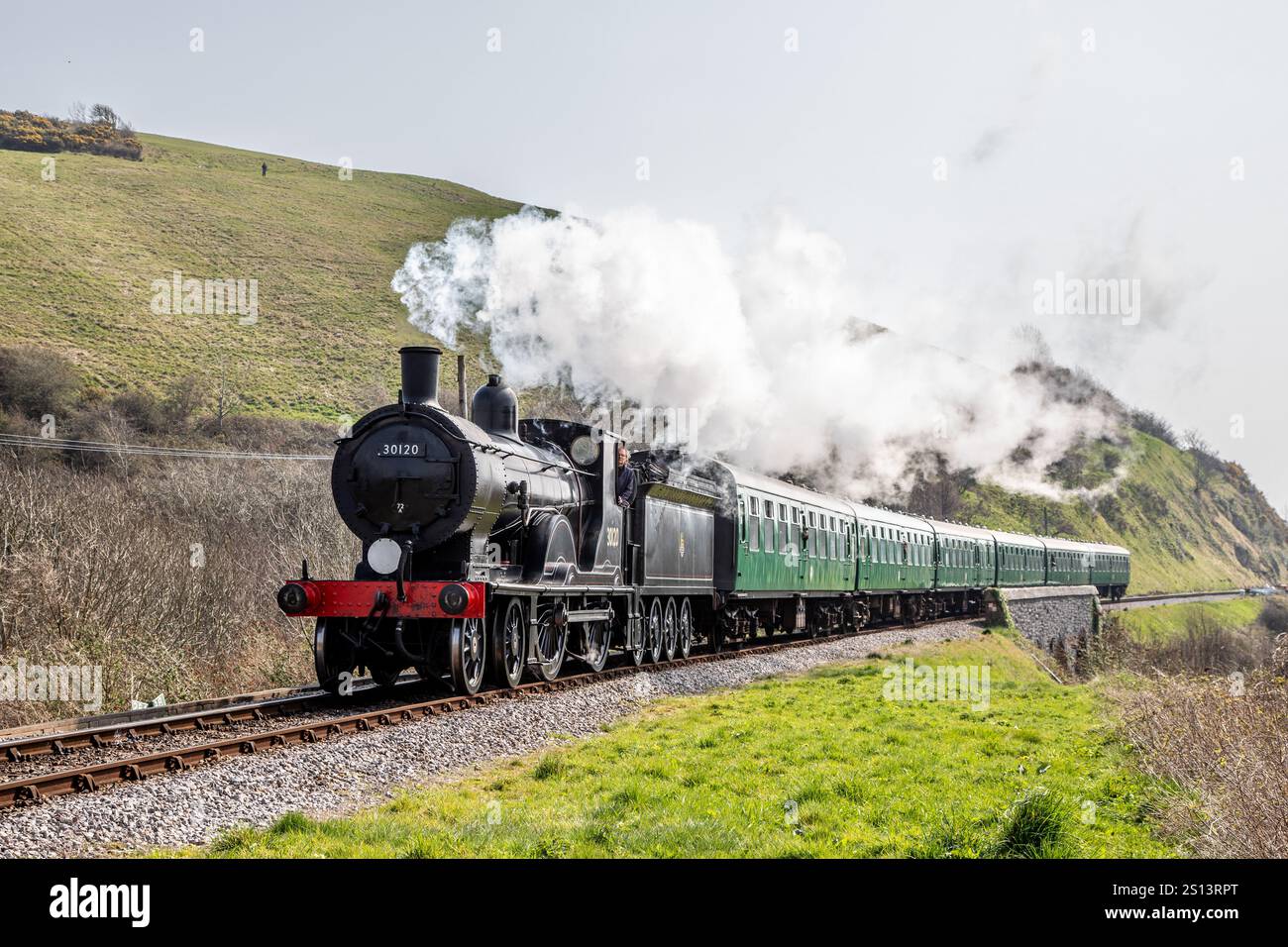 BR 'T9' 4-4-0 No. 30120, Corfe Castle, Dorset, England, UK Stock Photo - Alamy